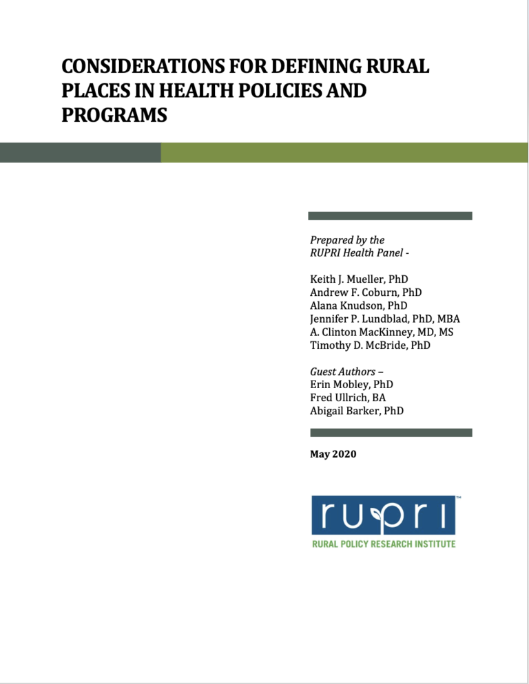 Considerations for Defining Rural Places in Health Policies and ...